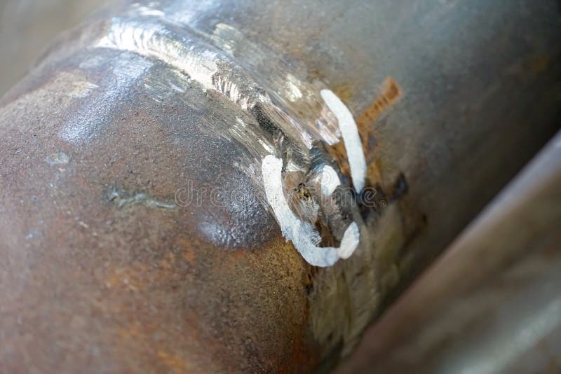 Weld Inspection Weld Defect. Defective Welded Seam of the Pipeline and ...