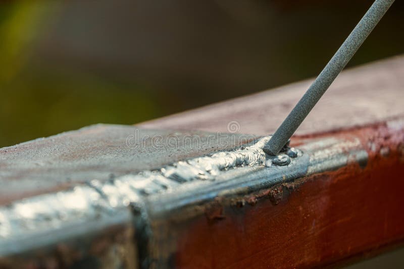 Weld On A Metal Profile And A Welding Electrode Stock Photo - Image of ...