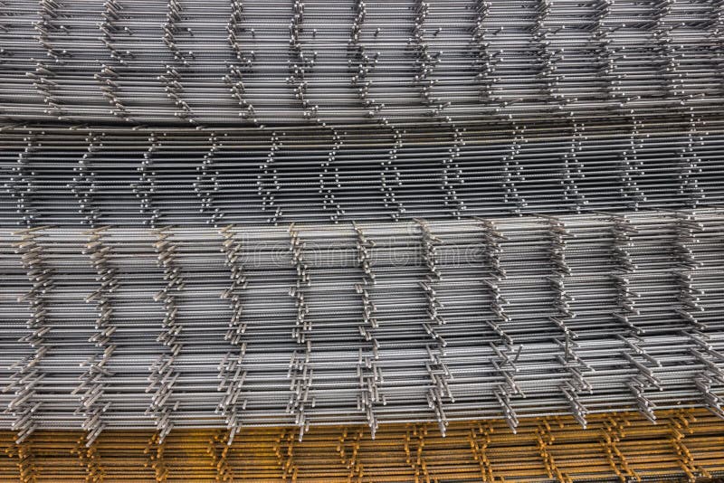 Welded Iron Mesh Panels for Reinforced Concrete Background Stock Photo ...