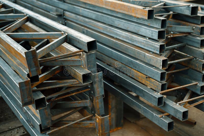 Welded Metal Beams. Fabricated Steel Structures Stock Photo - Image of ...