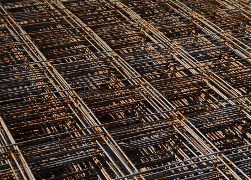 Welded Metal Wire Mesh Slightly Rusty for Construction Work Stock Photo ...