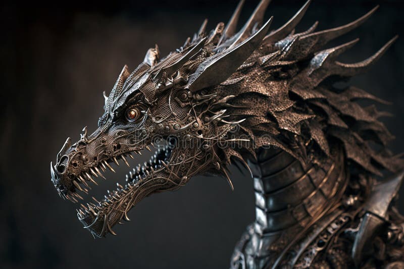 Welded Metals To Create a Dragon, Generative Ai Stock Illustration ...
