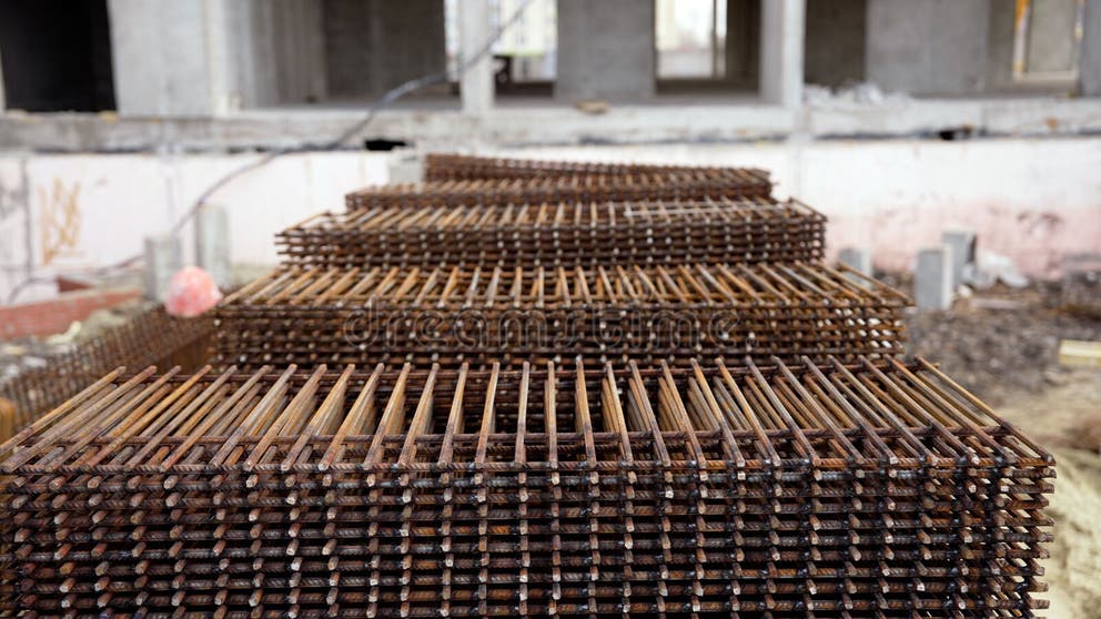 Welded Wire Mesh Panels Stacked at Construction Site Stock Image ...