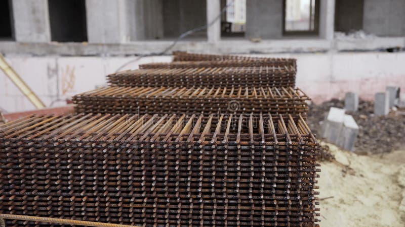 Welded Wire Mesh Panels Stacked at Construction Site Stock Video ...
