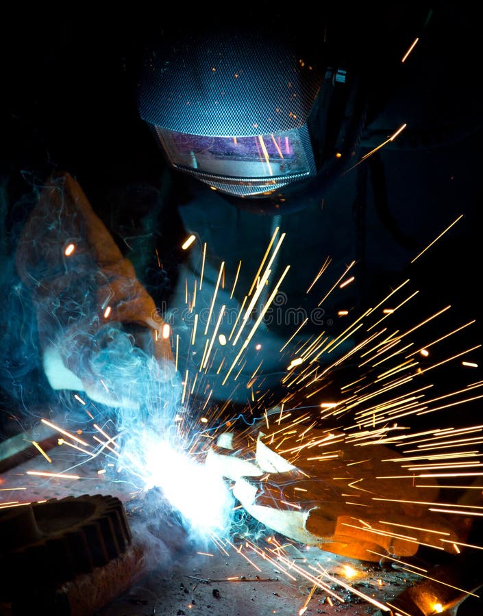 Welder in action stock photo. Image of skill, steel, spark - 35334954