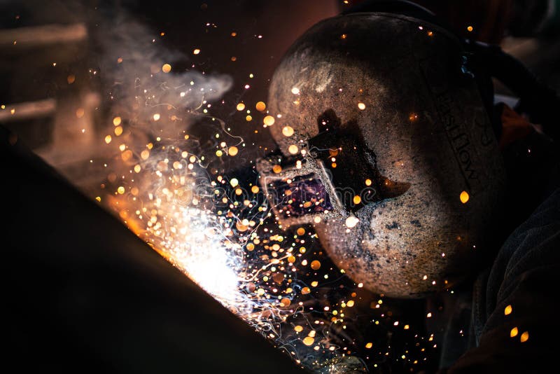 Welder is Assembling the Workpiece, Close-up Stock Photo - Image of ...