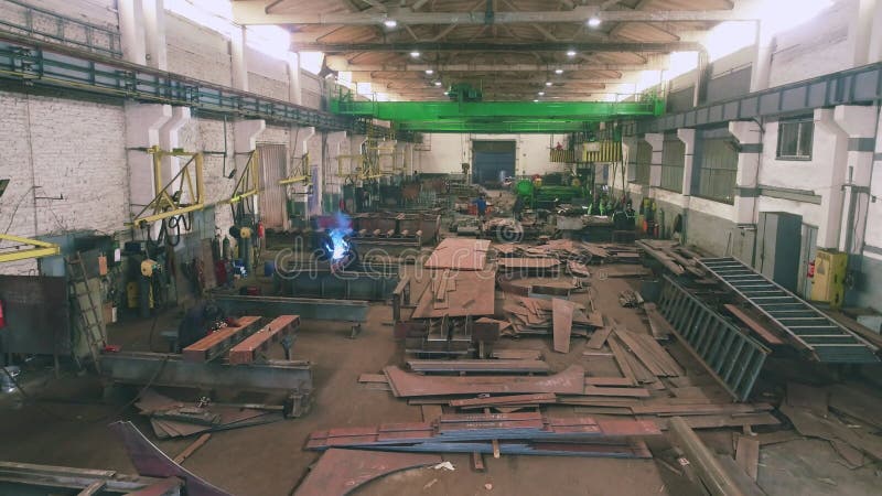 Work in the Workshop for the Production of Metal Structures. Inside the ...
