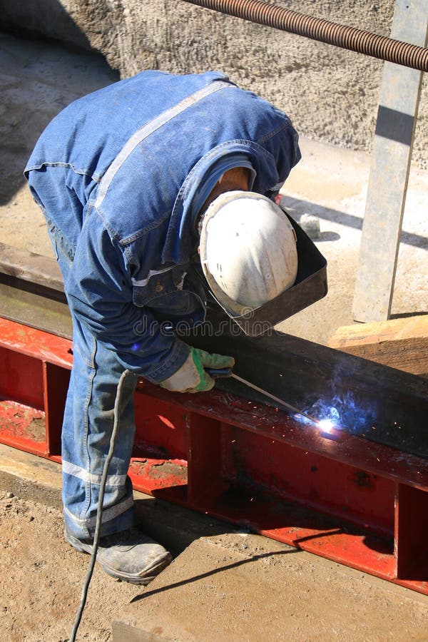 Welder on Construction Site Stock Image - Image of construction, person ...
