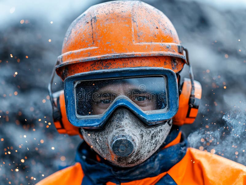A Welder, Donning a Protective Helmet, Amid a Shower of Sparks and ...
