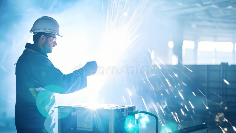 Skilled Welder Performs Intricate Welding Tasks in Industrial Workshop ...