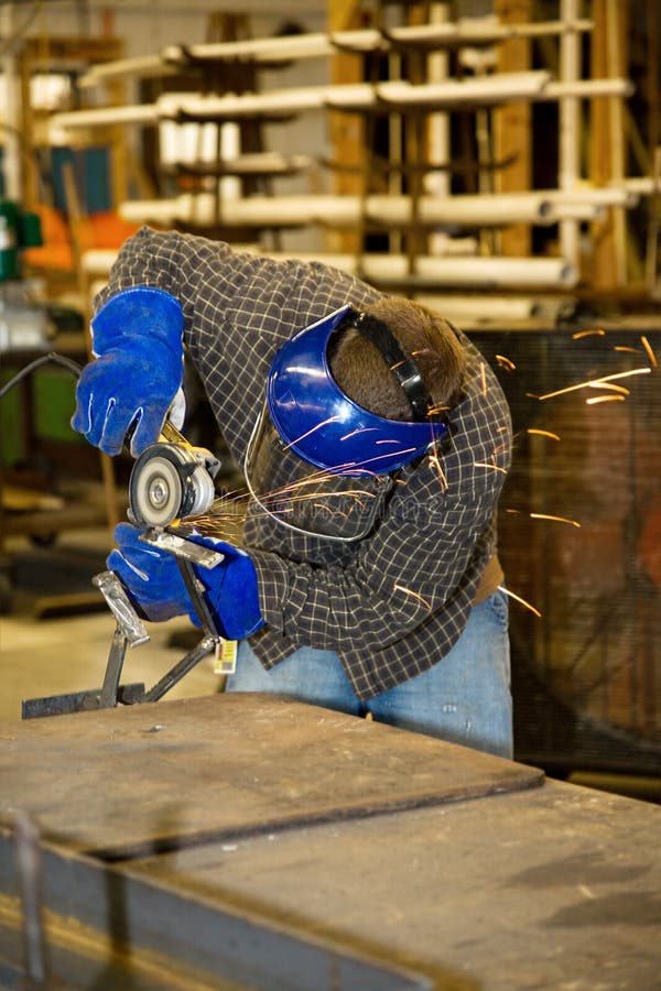 Welder Grinding Metal stock image. Image of bright, occupation - 6189321