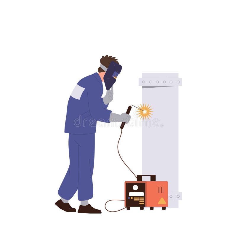 Welder Using Welding Machine in Construction Project Stock Illustration ...