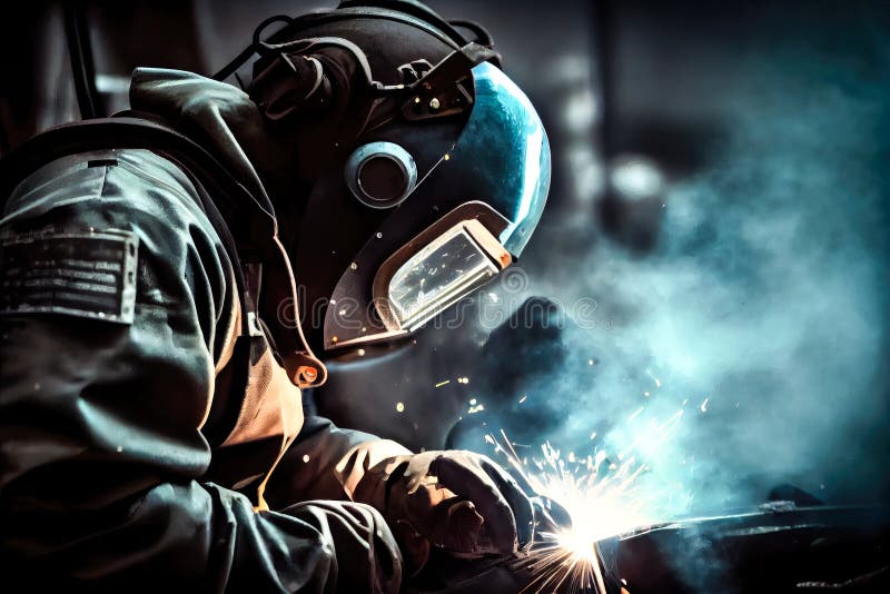 Welder in a Mask at Work. Generative AI Stock Illustration ...