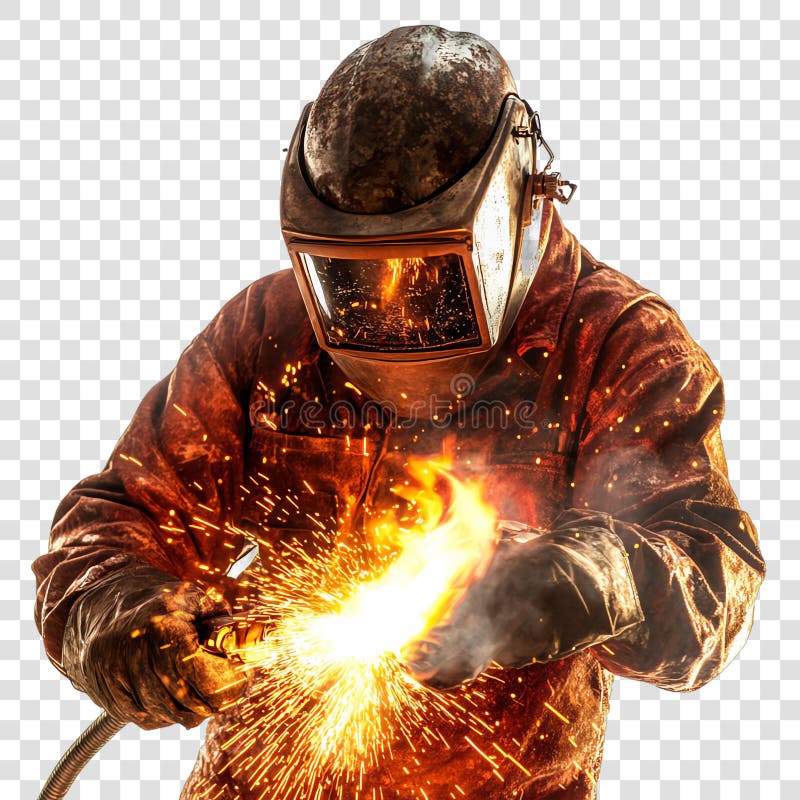 Welder Metal Work with Fire Stock Photo - Illustration of welder ...