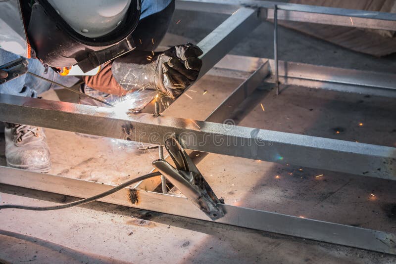 The Welder in the Operate,Employee Welding U-steel Using Welder Machine ...