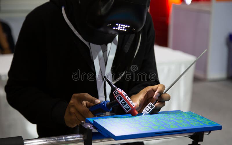 Welder Operate Welding Simulator Stock Photo - Image of tool, plant ...