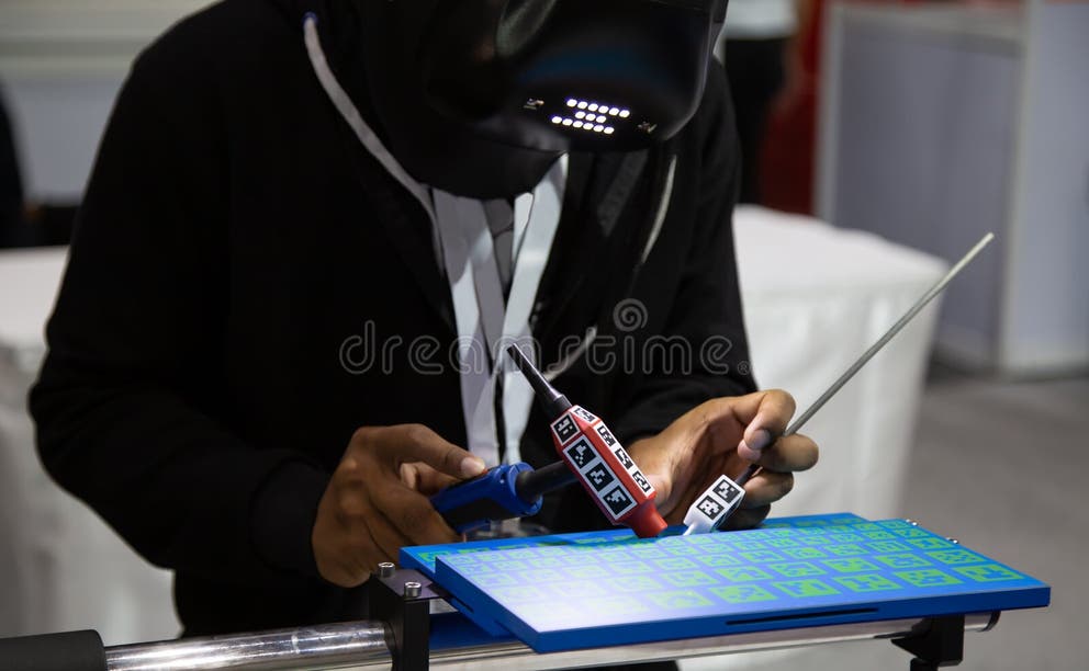 Welder Operate Welding Simulator Stock Image - Image of education ...
