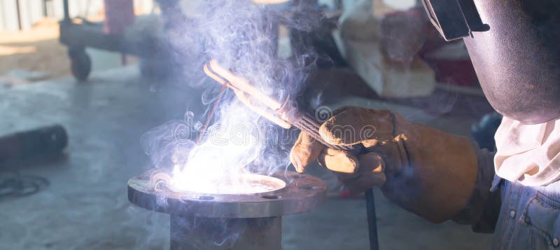 Welder Performs Welding Work Semi-automatic Electric Arc Welding. MIG ...