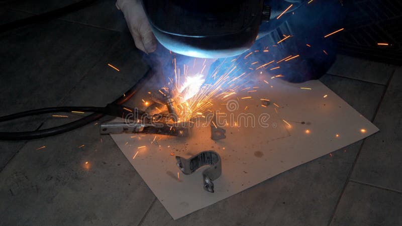 Metal Welding Process Using Semi-automatic Welding Stock Video - Video ...