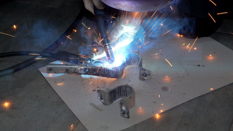 Metal Welding Process Using Semi-automatic Welding Stock Video - Video ...