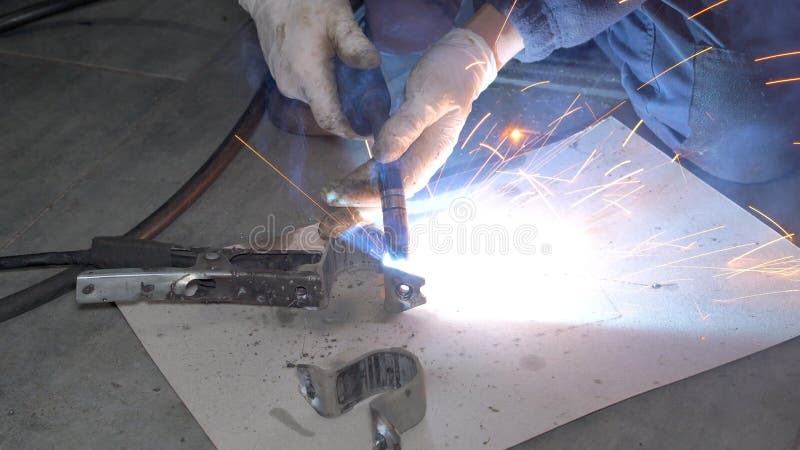 Metal Welding Process Using Semi-automatic Welding Stock Video - Video ...