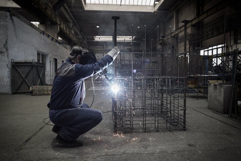 Welding Reinforcement Cages for a Foundation Piles Stock Image - Image ...