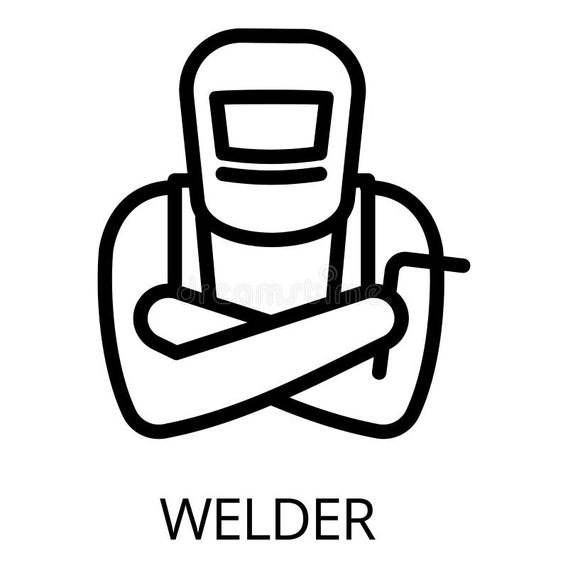 Welder Man Icon, Outline Style Stock Vector - Illustration of black ...