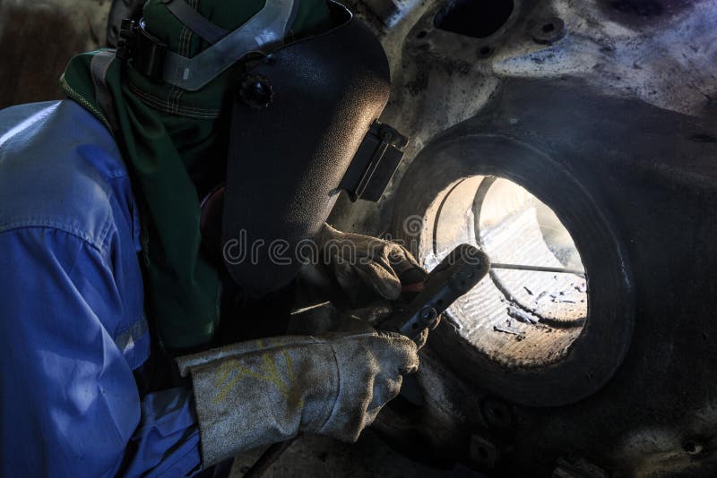 Welder Repair Bore by Shield Metal Arc Welding Stock Photo - Image of ...