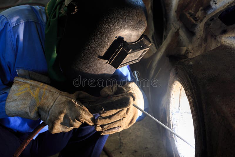 Welder Repair Bore by Shield Metal Arc Welding Stock Image - Image of ...