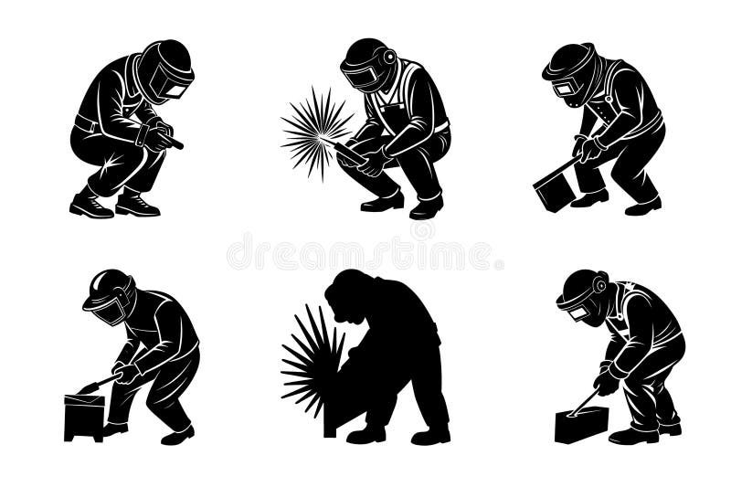 Welder Silhouette Vector Art Illustration with Industrial Worker and ...