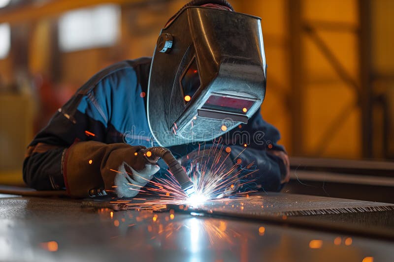 Welder Using Gas Welding Gear, Welder and Bright Sparks. Production and ...