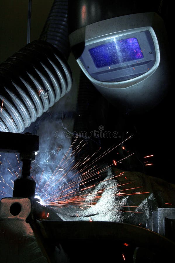 Welding Welding a Metal Part Stock Image - Image of protection ...