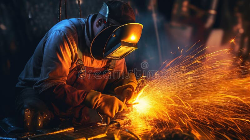 A welder welding metal stock illustration. Illustration of festival ...