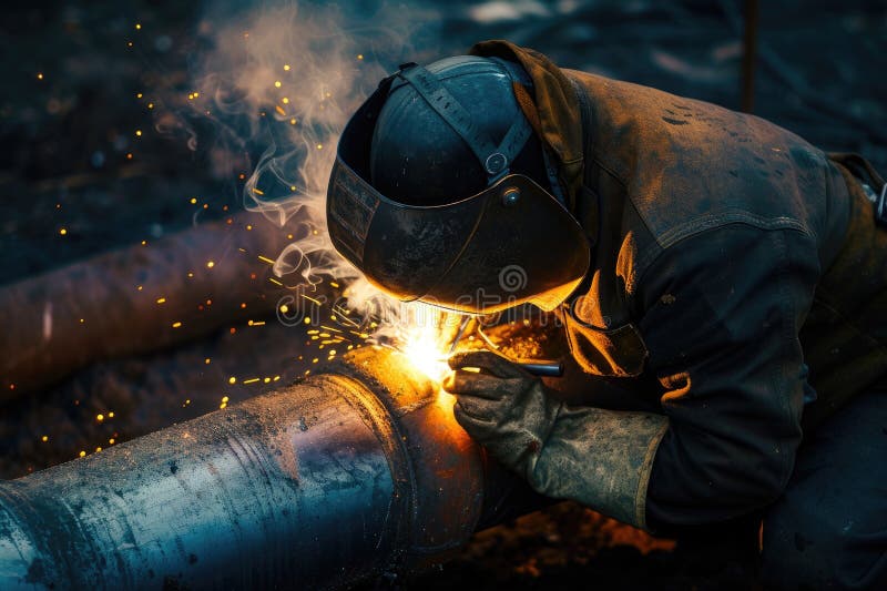 A welder welding a pipe stock illustration. Illustration of occupation ...