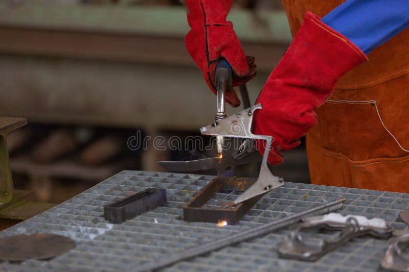 A Welder is Welding Steel Components Stock Image - Image of iron ...