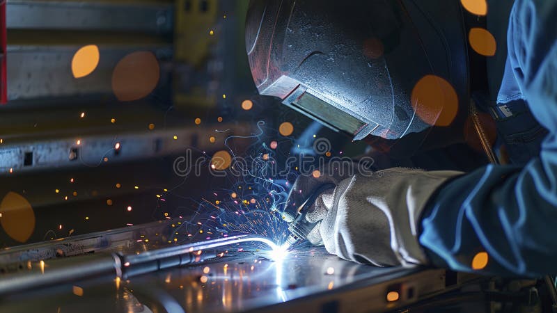 Welder is Welding in the Workstation, Welder at the Workstation, Welder ...