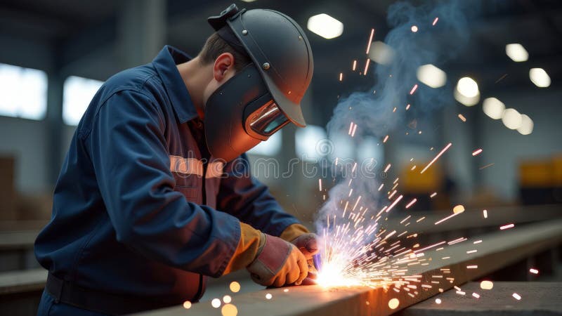 A Welder Welds Iron Close-up Stock Illustration - Illustration of ...