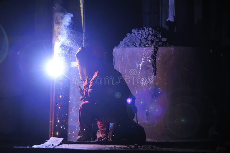 A Welder Working at Shipyard Stock Image - Image of build, assembly ...