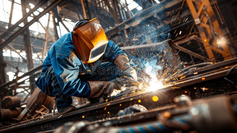The Welder at Work.AI Generated Image Stock Photo - Image of welding, workshop: 381391376