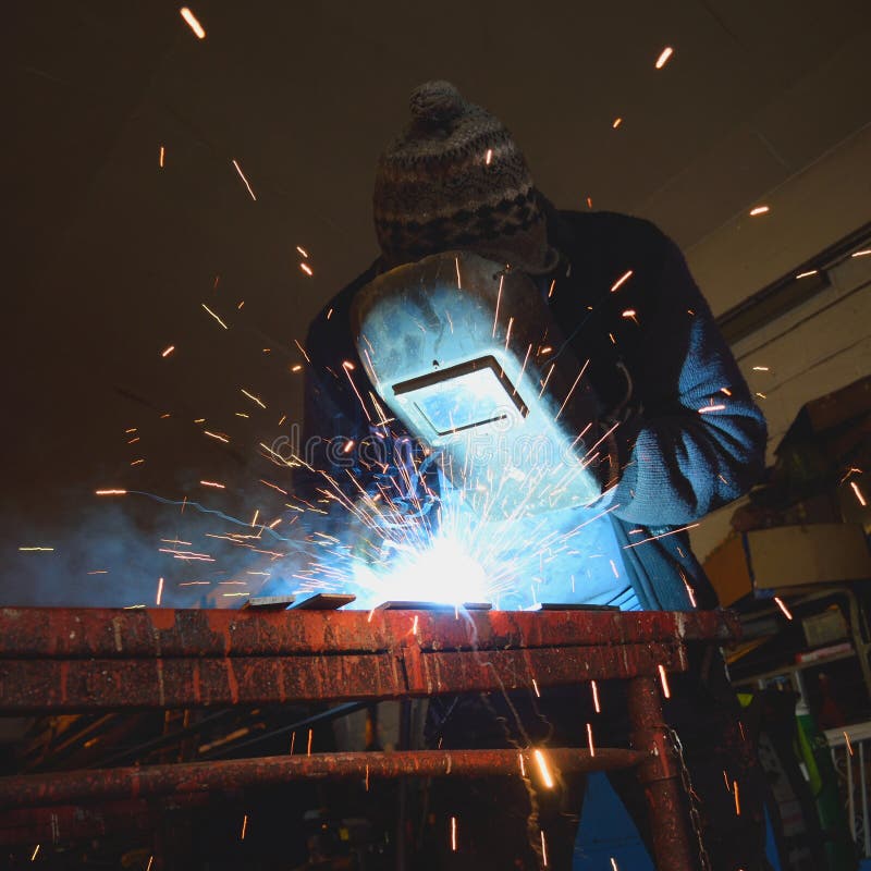 Welder at work stock image. Image of steel, welder, danger - 66991651