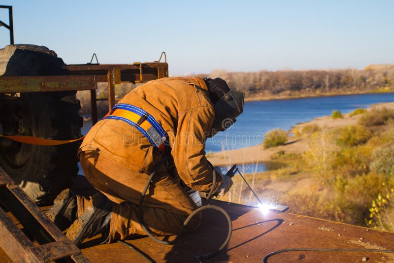 Bridge Steel Construction Welder Stock Photo - Image of bolts, bridge ...