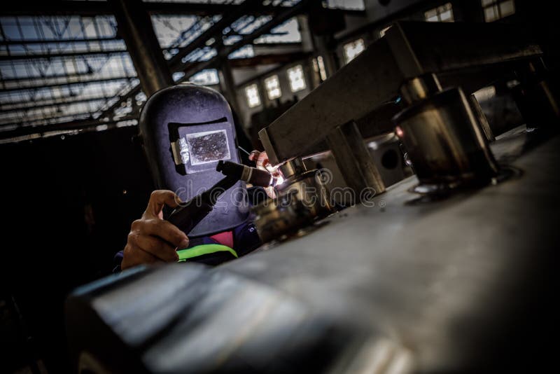 Welder at Work in Industrial Environment Stock Photo - Image of ...
