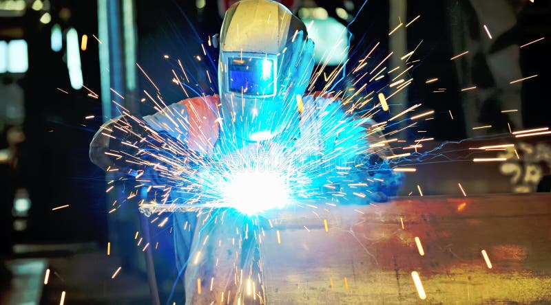 Welding in Fabrications Plant Stock Photo - Image of industrial ...