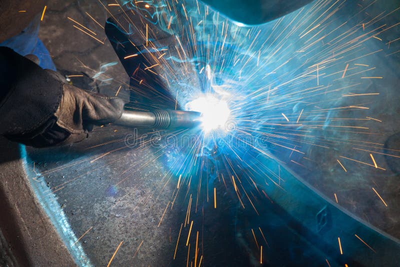 Welder at work stock image. Image of craftsman, blue - 241803669