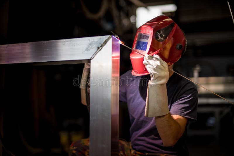 Welder at Work, Using a Tig Handle. Stock Image - Image of production ...