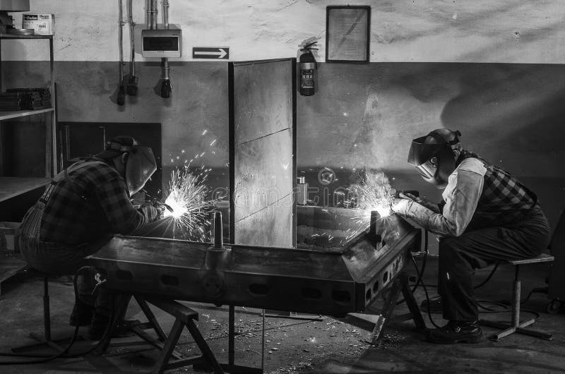 Welder at Work, Welding Iron Stock Photo - Image of metalwork, spark ...