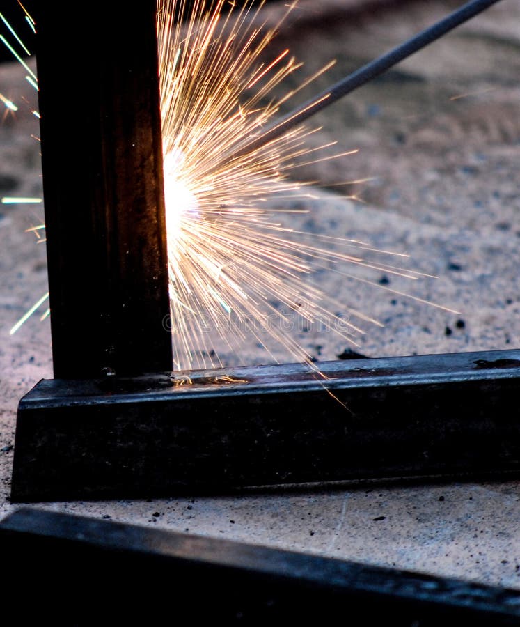 Welder at Work, Welding Sparks Stock Image - Image of danger, metalwork ...
