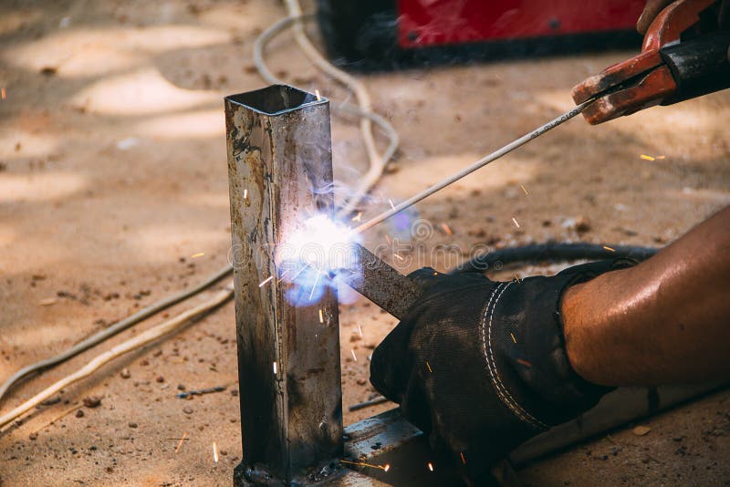 Welder at work stock photo. Image of welding, steel, fabrication - 73362152