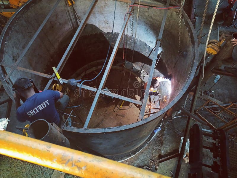 Welder Worker in a Palm Oil Mill Stock Photo - Image of reflection ...
