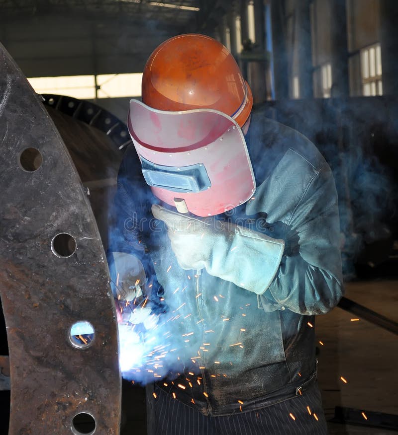 Manual Welding Operator Working Stock Image - Image of cutting ...